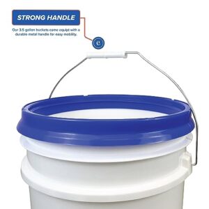 3.5 Gallon White Bucket with Green Gamma Screw on Lid (Pack of 1), Food Grade Storage, Premium HPDE Plastic, BPA Free, Durable 90 Mil All Purpose Pail, Made in USA