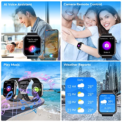 Smart Watch for Men Women,Blood Glucose Smartwatch with Blood Pressure Heart Rate Monitor 1.88" Touch Screen Bluetooth Watch (Make/Answer Call),IP67 Waterproof Smart Watch for Android iOS Phones Black