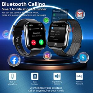 Smart Watch for Men Women,Blood Glucose Smartwatch with Blood Pressure Heart Rate Monitor 1.88" Touch Screen Bluetooth Watch (Make/Answer Call),IP67 Waterproof Smart Watch for Android iOS Phones Black