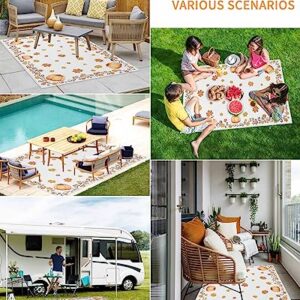 Pumpkin Outdoor Area Rug 4'x6',Patio Balcony Porch Front Door Camping Camper Deck Runner Rug,Washable Carpet Indoor Living Room/Kitchen,Hallway Floor Mat Fall Thanksgiving Maple Leaves Orange Autumn