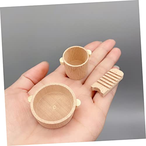 Dollhouse Washboard 1 Set Dollhouse Home Decoration Mini Miniature Dolls Miniature Bathroom Basin Mini House Furniture Dolly House Ornament Miniature Barrel Wooden Sink