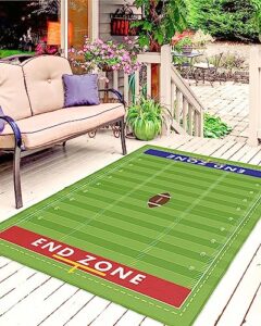 america football backdrop outdoor rug for patio/deck/porch, non-slip large area rug 5 x 8 ft, rugby sports stadium field indoor outdoor rugs washable area rugs, reversible camping rug carpet runner