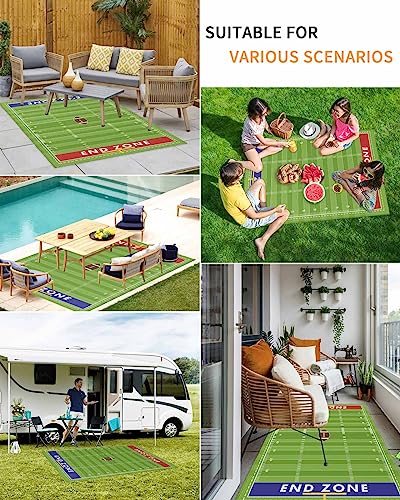 America Football Backdrop Outdoor Rug for Patio/Deck/Porch, Non-Slip Large Area Rug 5 x 8 Ft, Rugby Sports Stadium Field Indoor Outdoor Rugs Washable Area Rugs, Reversible Camping Rug Carpet Runner