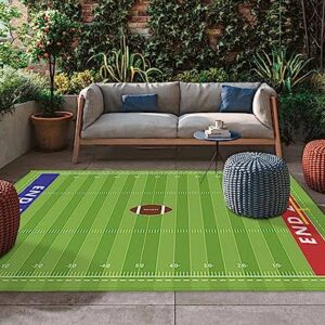 America Football Backdrop Outdoor Rug for Patio/Deck/Porch, Non-Slip Large Area Rug 5 x 8 Ft, Rugby Sports Stadium Field Indoor Outdoor Rugs Washable Area Rugs, Reversible Camping Rug Carpet Runner