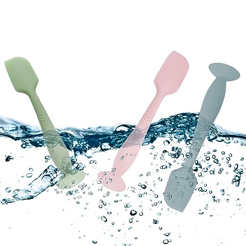 3 Pack Baby Diaper Cream Spatula Applicator, Soft Silicone Butt paste Spatula Diaper Cream Brush with Suction Cup Base (Cyan, Pink, Green)