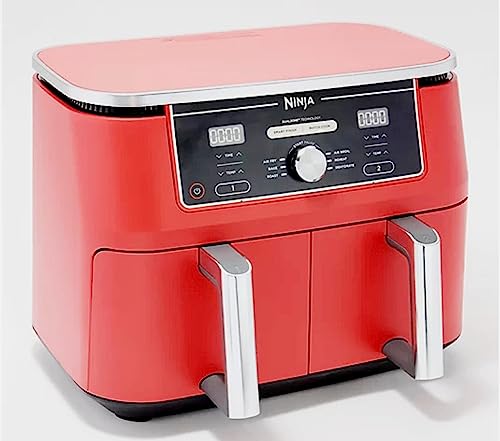 Ninja DZ402QRD Foodi 6-in-1 10-QT 2-Basket Air Fryer with DualZone Technology, (Renewed) RED