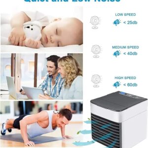 Portable Air Conditioner, 3 IN 1 Effective Evaporative Personal Air Cooler, 4-Speed 7-Colors Mini Air Conditioners with USB for Room/Office/Camping/Table Car