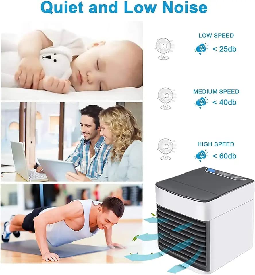 Portable Air Conditioner, 3 IN 1 Effective Evaporative Personal Air Cooler, 4-Speed 7-Colors Mini Air Conditioners with USB for Room/Office/Camping/Table Car