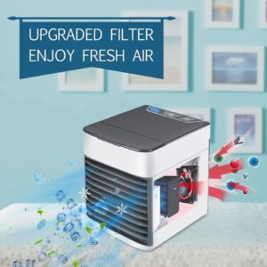 Portable Air Conditioner, 3 IN 1 Effective Evaporative Personal Air Cooler, 4-Speed 7-Colors Mini Air Conditioners with USB for Room/Office/Camping/Table Car