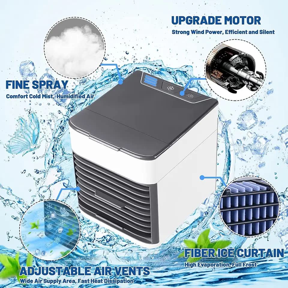 Portable Air Conditioner, 3 IN 1 Effective Evaporative Personal Air Cooler, 4-Speed 7-Colors Mini Air Conditioners with USB for Room/Office/Camping/Table Car