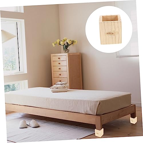 Holibanna Solid Wood Bed Mat Floor Sofa Heavy Duty Bed Frames Heavy Duty Table Legs Chair Leg Floor Protector Square Stackable Lifters Bamboo Bed Height Pad Sofa Lifter Risers Padding Block