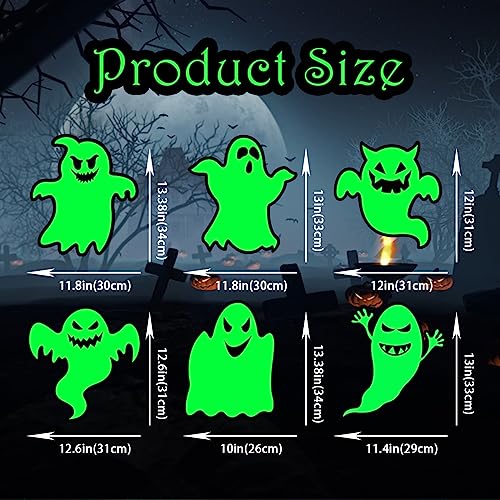 Halloween Decorations Outdoor Yard Signs, 6 PCS Glow in the Dark Fluorescence Halloween Scary Ghost Yard Signs with Stakes，Scary Silhouette Halloween Decorations for Outdoor Lawn Garden