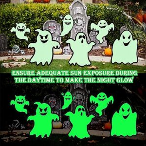 Halloween Decorations Outdoor Yard Signs, 6 PCS Glow in the Dark Fluorescence Halloween Scary Ghost Yard Signs with Stakes，Scary Silhouette Halloween Decorations for Outdoor Lawn Garden