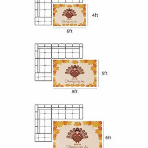 Outdoor Area Rug for Patio,Thanksgiving Day Turkey Fall Maple Camping Rugs Indoor Large Floor Mat 4x6ft,Autumn Orange Pumpkin Fallen Leaves Outside Carpet for Deck RV Picnic Porch Backyard Bedroom