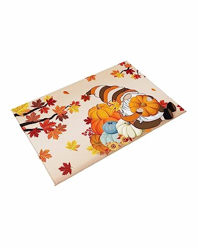 Outdoor Area Rug for Patio,Thanksgiving Dwarf Pumpkin Maple Leaf Camping Rugs Indoor Large Floor Mat 5x8ft,Fall Orange Gradient Leaves Outside Carpet for Deck RV Picnic Porch Backyard Bedroom