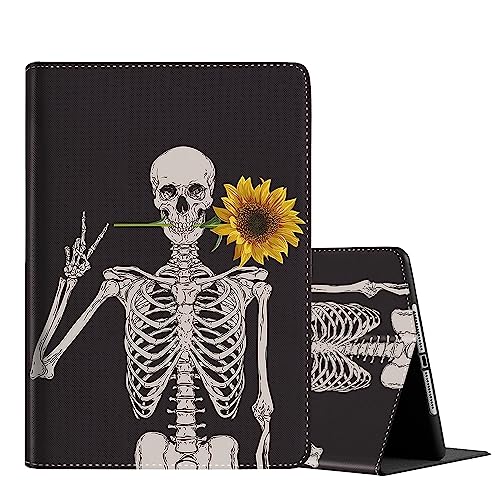 Case for iPad Pro 11 Inch 4th/3rd/2nd/1st Generation 2022/2021/2020/2018, Multi-Angle Smart Stand Cover Auto Sleep/Wake Fit iPad Air 4/5，Yellow Sunflower Skull