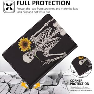 Case for iPad Pro 11 Inch 4th/3rd/2nd/1st Generation 2022/2021/2020/2018, Multi-Angle Smart Stand Cover Auto Sleep/Wake Fit iPad Air 4/5，Yellow Sunflower Skull