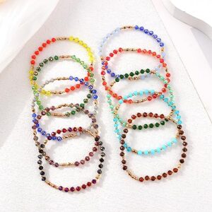 MOZAKA 26Pcs Boho Beaded Bracelets for Women Colorful Stackable Sparkly Crystal Beads Bracelets Stretch Strand Statement Bracelets