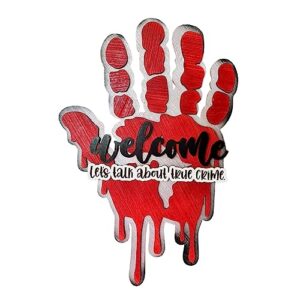 halloween blood handprint door sign 3d wooden front door coat rack home decor hanging halloween party indoor/outdoor decoration