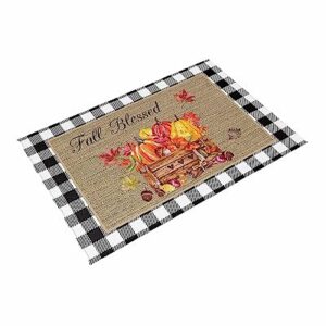 Outdoor Rug 4x6 Reversible Mats Non-Slip Area Rug Outdoor Carpet,Thanksgiving Pumpkin Autumn Leaves Mat for Patio Camping Rv Picnic Backyard Deck Balcony Porch Beach Trailer