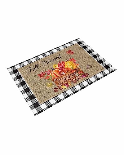 Outdoor Rug 4x6 Reversible Mats Non-Slip Area Rug Outdoor Carpet,Thanksgiving Pumpkin Autumn Leaves Mat for Patio Camping Rv Picnic Backyard Deck Balcony Porch Beach Trailer