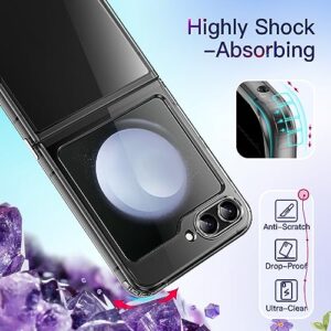 JETech Case for Samsung Galaxy Z Flip 5 2023, Transparent Protective Phone Cover with Shockproof Bumper and Anti-Scratch Back (Black)