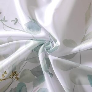 QOQIBU Sage Green Shower Curtain for Bathroom with 12 Hooks, Waterproof Enhanced Shower Curtains with Eucalyptus Leaf Plant Pattern, Floral Shower Curtain Inspired by Nature for Decoratin-72 x72