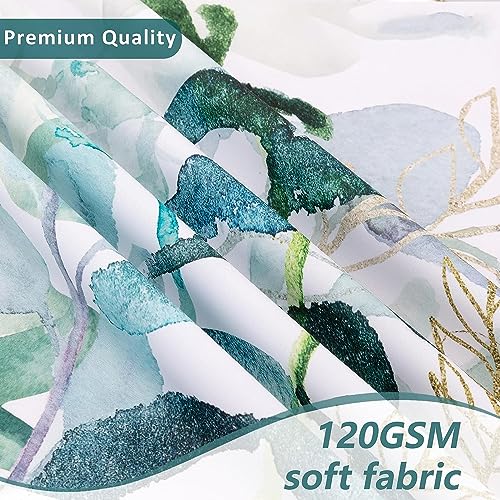 QOQIBU Sage Green Shower Curtain for Bathroom with 12 Hooks, Waterproof Enhanced Shower Curtains with Eucalyptus Leaf Plant Pattern, Floral Shower Curtain Inspired by Nature for Decoratin-72 x72