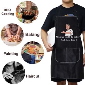 WZMPA Ramsay Chef Kitchen Apron Hell Cooking Gifts My Gran Could Do Better And She's Dead Ramsay Apron For Friend Family (My gran dead apron)