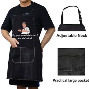 WZMPA Ramsay Chef Kitchen Apron Hell Cooking Gifts My Gran Could Do Better And She's Dead Ramsay Apron For Friend Family (My gran dead apron)