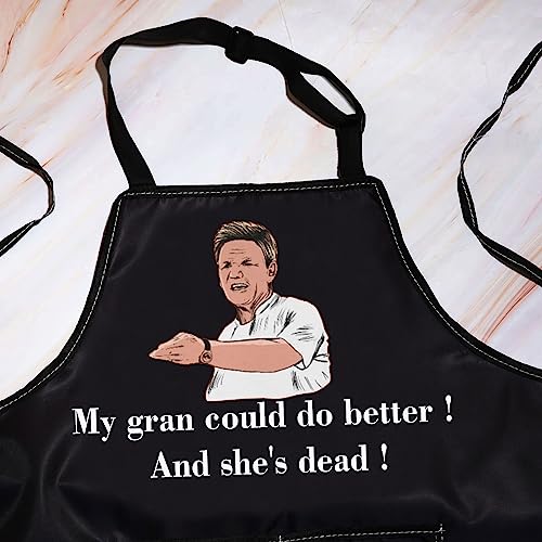 WZMPA Ramsay Chef Kitchen Apron Hell Cooking Gifts My Gran Could Do Better And She's Dead Ramsay Apron For Friend Family (My gran dead apron)