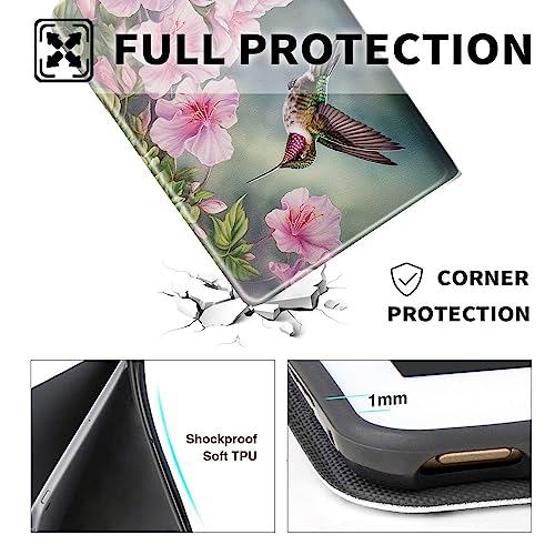 Case for iPad Air 5th Generation (2022) /Air 4th Generation (2020) 10.9 Inch, Slim PU Leather Multi-Angle Smart Folio Stand Cover with Auto Wake Sleep, Hummingbird Flower