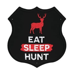 eat sleep hunt deer metal tin sign vintage shield signs iron painting wall art for garage home decor 12 x 12 inch