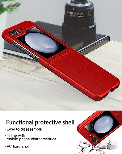 Foluu Slim Fit Case for Samsung Galaxy Z Flip 5 Case, Ultra Thin Matte PC with Non-Slip Grip Full Protection Protective Cover for Samsung Galaxy Z Flip5 5G 2023 (Red)