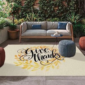 JasmineM Autumn Leaf Thanksgiving Outdoor Rug Mats, Waterproof Outdoor Plastic Straw Rug 4'x6' for Patio, Fall Retro Indoor Outdoor Area Rug for Front Door, Deck, Picnic, Porch, Balcony