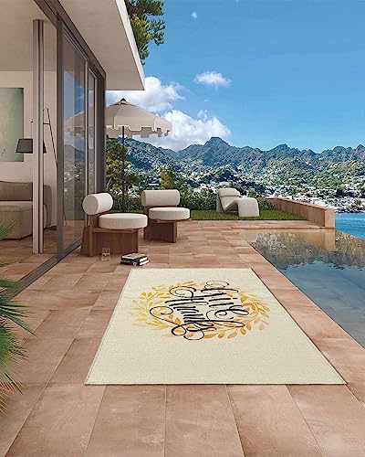 JasmineM Autumn Leaf Thanksgiving Outdoor Rug Mats, Waterproof Outdoor Plastic Straw Rug 4'x6' for Patio, Fall Retro Indoor Outdoor Area Rug for Front Door, Deck, Picnic, Porch, Balcony