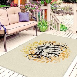 JasmineM Autumn Leaf Thanksgiving Outdoor Rug Mats, Waterproof Outdoor Plastic Straw Rug 4'x6' for Patio, Fall Retro Indoor Outdoor Area Rug for Front Door, Deck, Picnic, Porch, Balcony