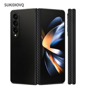 4 Pack for Samsung Galaxy Z Fold 4 Hinge Protector Skin Wrap Cover Film Sticker Phone Carbon Fiber 3M Flexible PVC Vinyl Thin Decal Protective Film for Side Border HD Clear (Carbon Fiber Black)