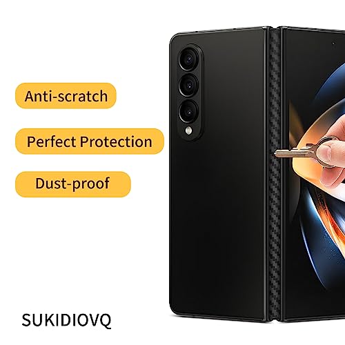 4 Pack for Samsung Galaxy Z Fold 4 Hinge Protector Skin Wrap Cover Film Sticker Phone Carbon Fiber 3M Flexible PVC Vinyl Thin Decal Protective Film for Side Border HD Clear (Carbon Fiber Black)