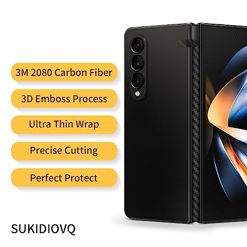 4 Pack for Samsung Galaxy Z Fold 4 Hinge Protector Skin Wrap Cover Film Sticker Phone Carbon Fiber 3M Flexible PVC Vinyl Thin Decal Protective Film for Side Border HD Clear (Carbon Fiber Black)