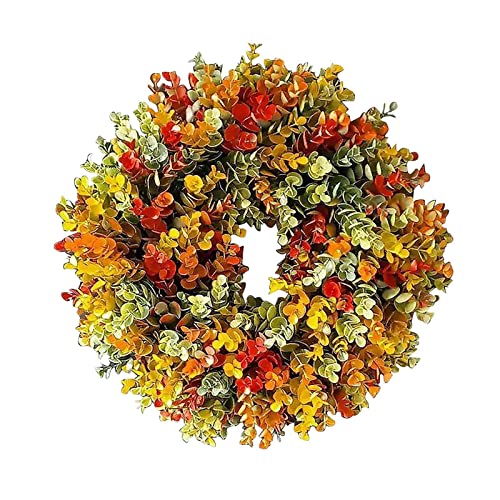 Thanksgiving Front Door Wreath Fall Winter, Christmas Wreaths Fall Door Grasses Pinecones Outside Decor Party Artificial White Welcome Sign Porch Wall Harvest Mantle Small Large Wreaths Foliage