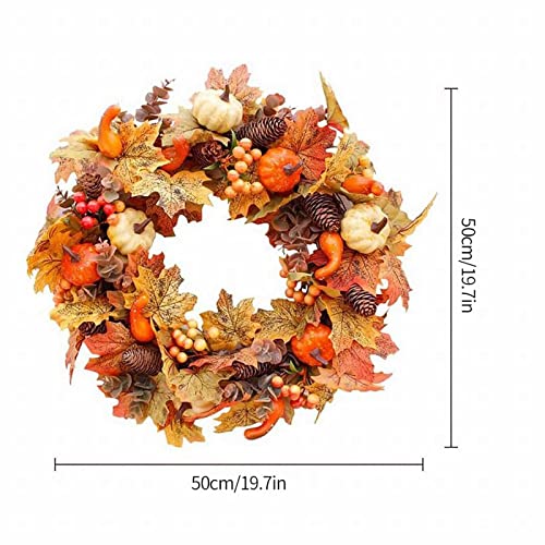 Thanksgiving Front Door Wreath Fall Winter, Christmas Wreaths Fall Door Grasses Pinecones Outside Decor Party Artificial White Welcome Sign Porch Wall Harvest Mantle Small Large Wreaths Foliage