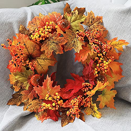 Thanksgiving Front Door Wreath Fall Winter, Christmas Wreaths Fall Door Grasses Pinecones Outside Decor Party Artificial White Welcome Sign Porch Wall Harvest Mantle Small Large Wreaths Foliage