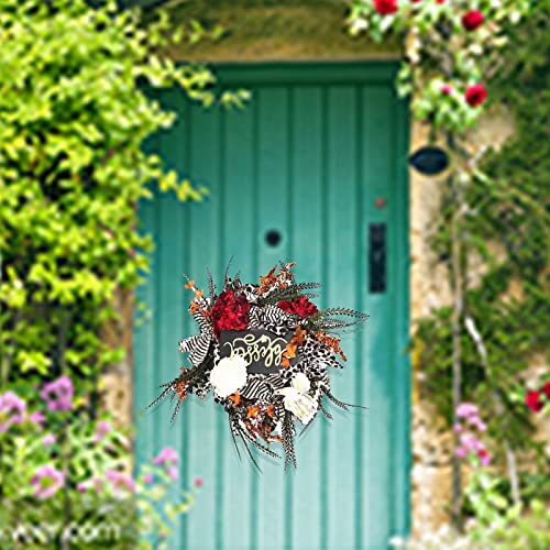 Thanksgiving Front Door Wreath Fall Winter, Christmas Wreaths Fall Door Grasses Pinecones Outside Decor Party Artificial White Welcome Sign Porch Wall Harvest Mantle Small Large Wreaths Foliage