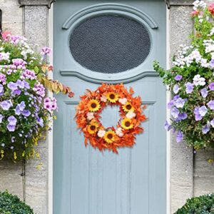 Thanksgiving Front Door Wreath Fall Winter, Christmas Wreaths Fall Door Grasses Pinecones Outside Decor Party Artificial White Welcome Sign Porch Wall Harvest Mantle Small Large Wreaths Foliage