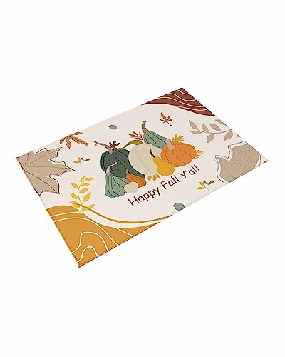 Fall Thanksgiving Outdoor Rug for Patio, Large Floor Mat Happy Y'all Boho Style Pumpkin Non Slip Area Rug Rubber Backing Quick Dry Clearance Carpet for Camping Rugs, Garden, Lawn, Deck, Porch, 6' x 9'