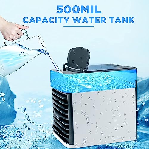 Portable Air Conditioner, Upgraded 4 in 1 Personal Mini Air Conditioner with 3 Speeds, Evaporative Air Cooler for Small Room Bedroom Office Home-0713