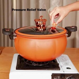 Multifunctional Plumpy Non-stick Micro Pressure Pot, 8L Large Capacity Pumpkin Micro Pressure Pot, Easy To Clean Micro Pressure Cooker for Kitchen (Orange)