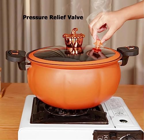 Multifunctional Plumpy Non-stick Micro Pressure Pot, 8L Large Capacity Pumpkin Micro Pressure Pot, Easy To Clean Micro Pressure Cooker for Kitchen (Orange)