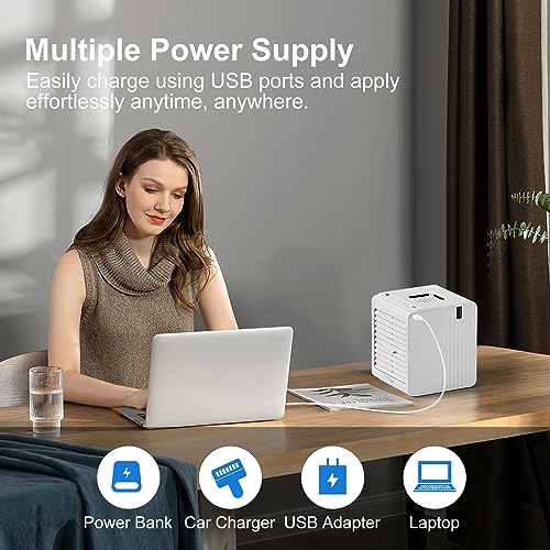 Cozzyben Mini Air Conditioner Portable Water Small USB Ac Unit Personal Evaporative Swamp Cooler Ice Fan for Desk Bedroom Room Car Camping Tent